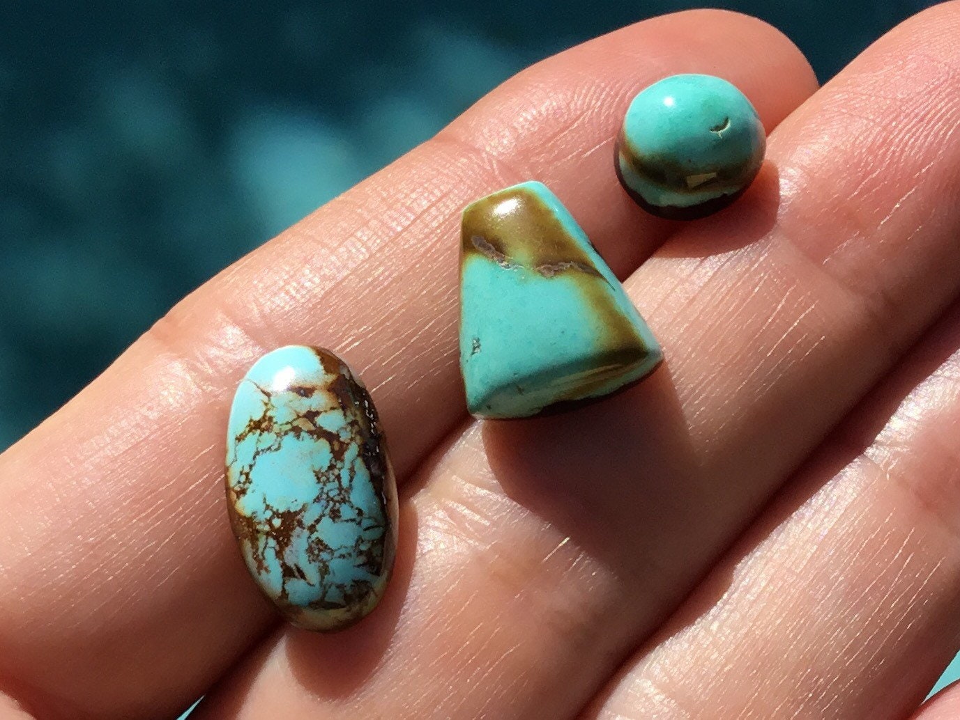 Natural Turquoise With Brown Matrix Set of 3 Cabochon - Etsy