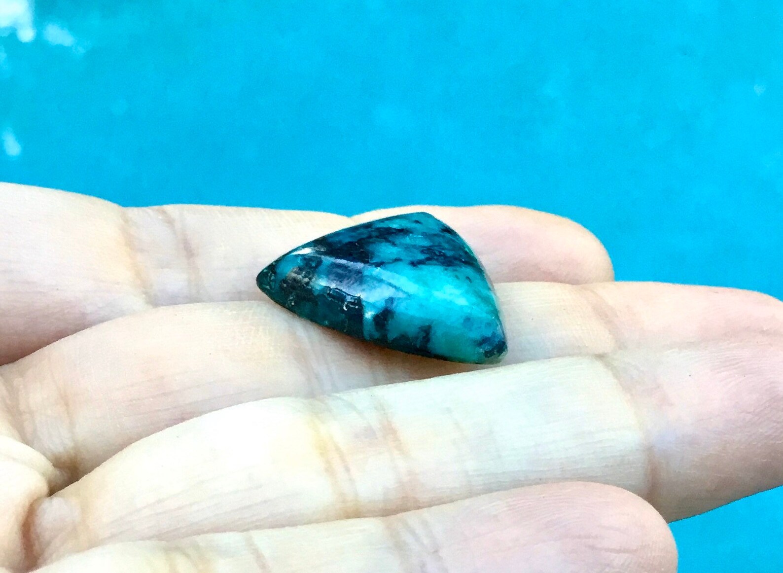 Blue Green Turquoise With Black Matrix Organic Triangle Shape - Etsy