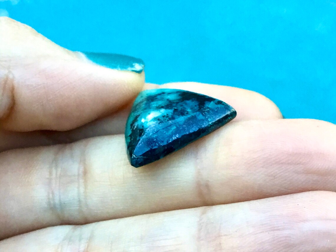 Blue Green Turquoise With Black Matrix Organic Triangle Shape - Etsy