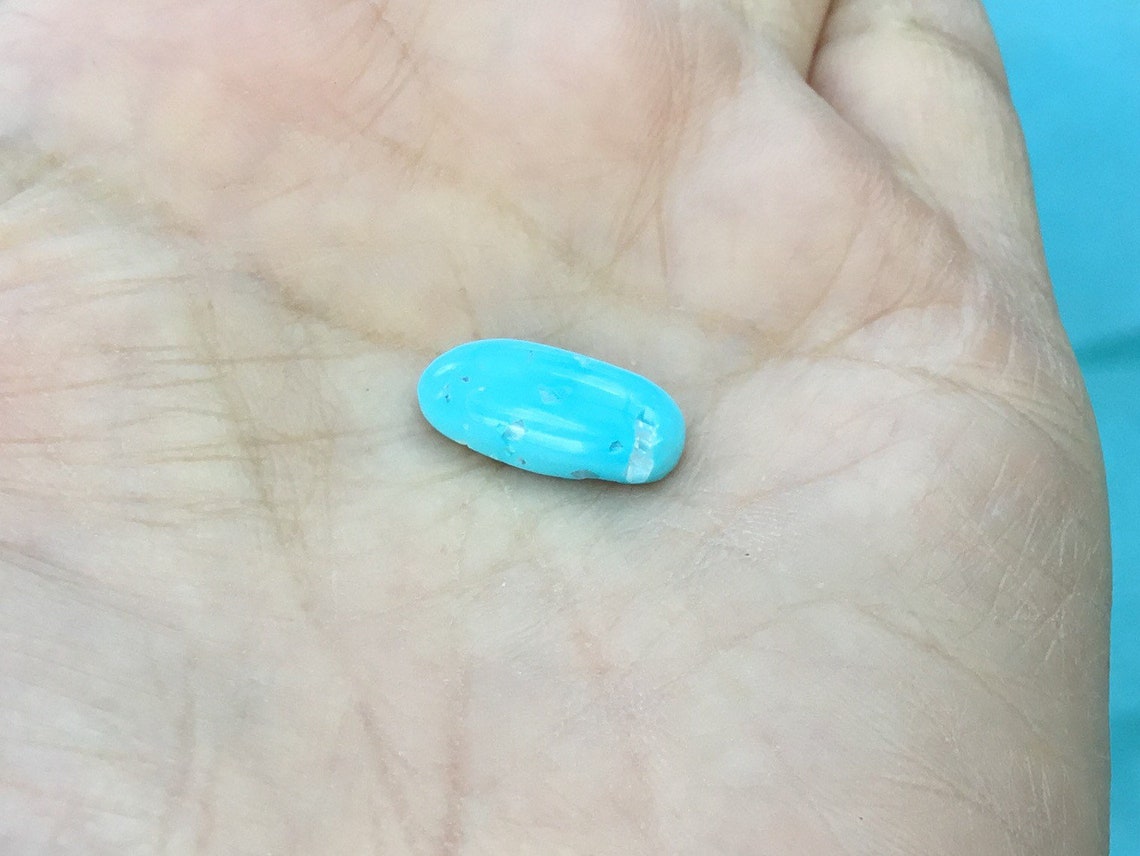 Natural Lt Blue Crystal Turquoise Flat-back Pill Shape Stone - Cabochon ...