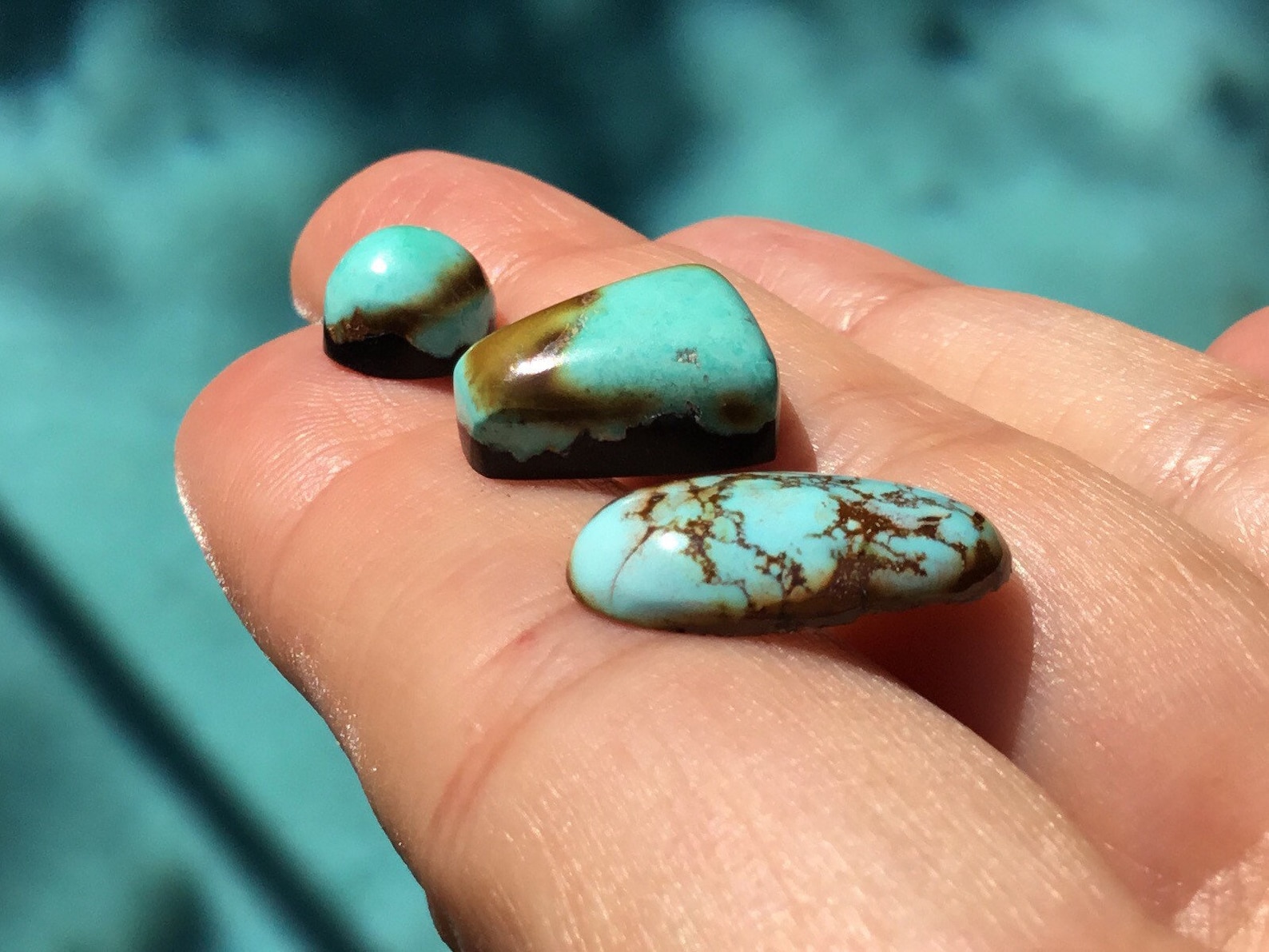 Natural Turquoise With Brown Matrix Set of 3 Cabochon - Etsy