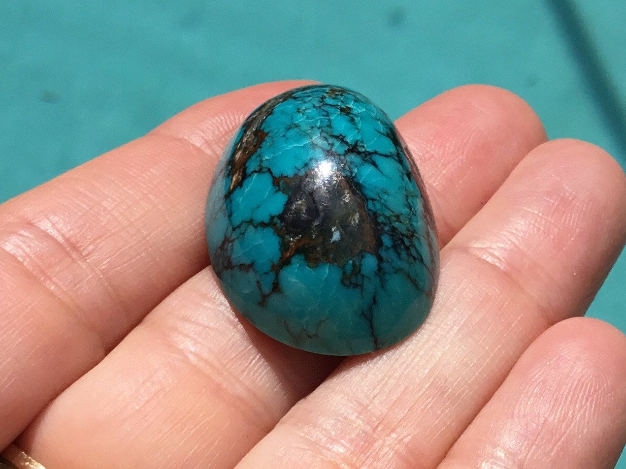 Large Blue Turquoise with Black & Brown Matrix 32x22 MM | Etsy