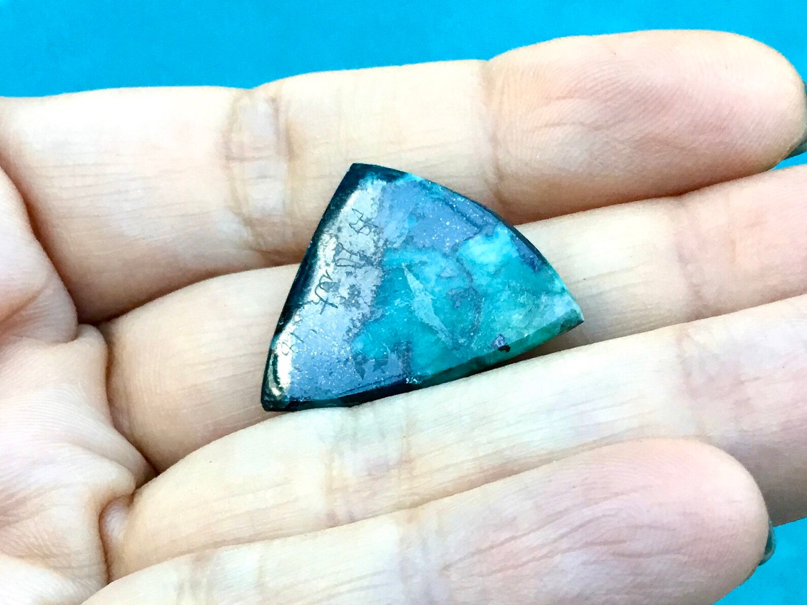 Blue Green Turquoise With Black Matrix Organic Triangle Shape - Etsy