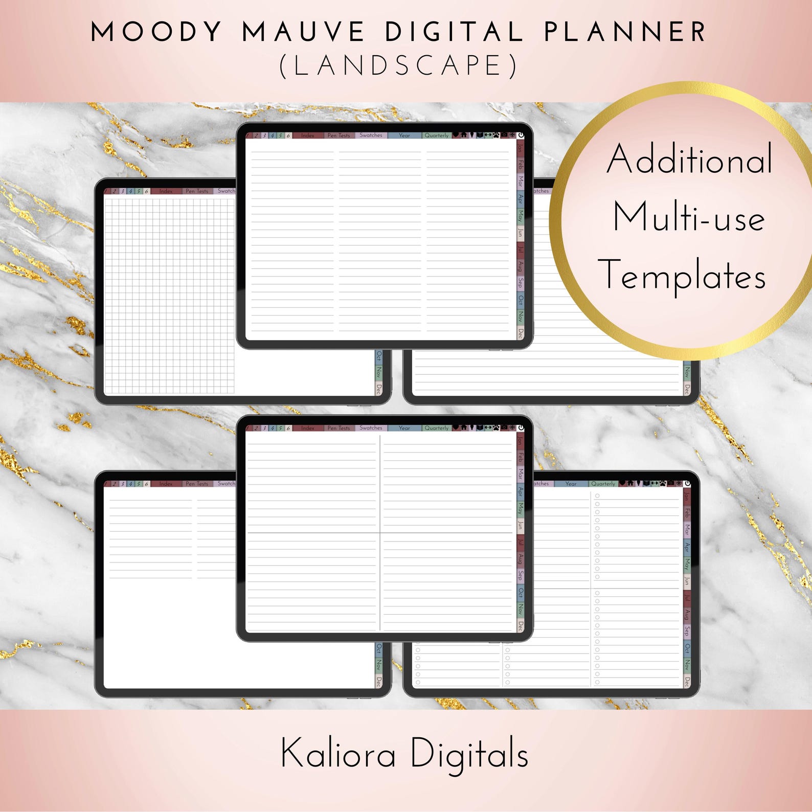 Moody Mauve Ringless Digital Landscape Planner | PDF | Hyperlinked ...