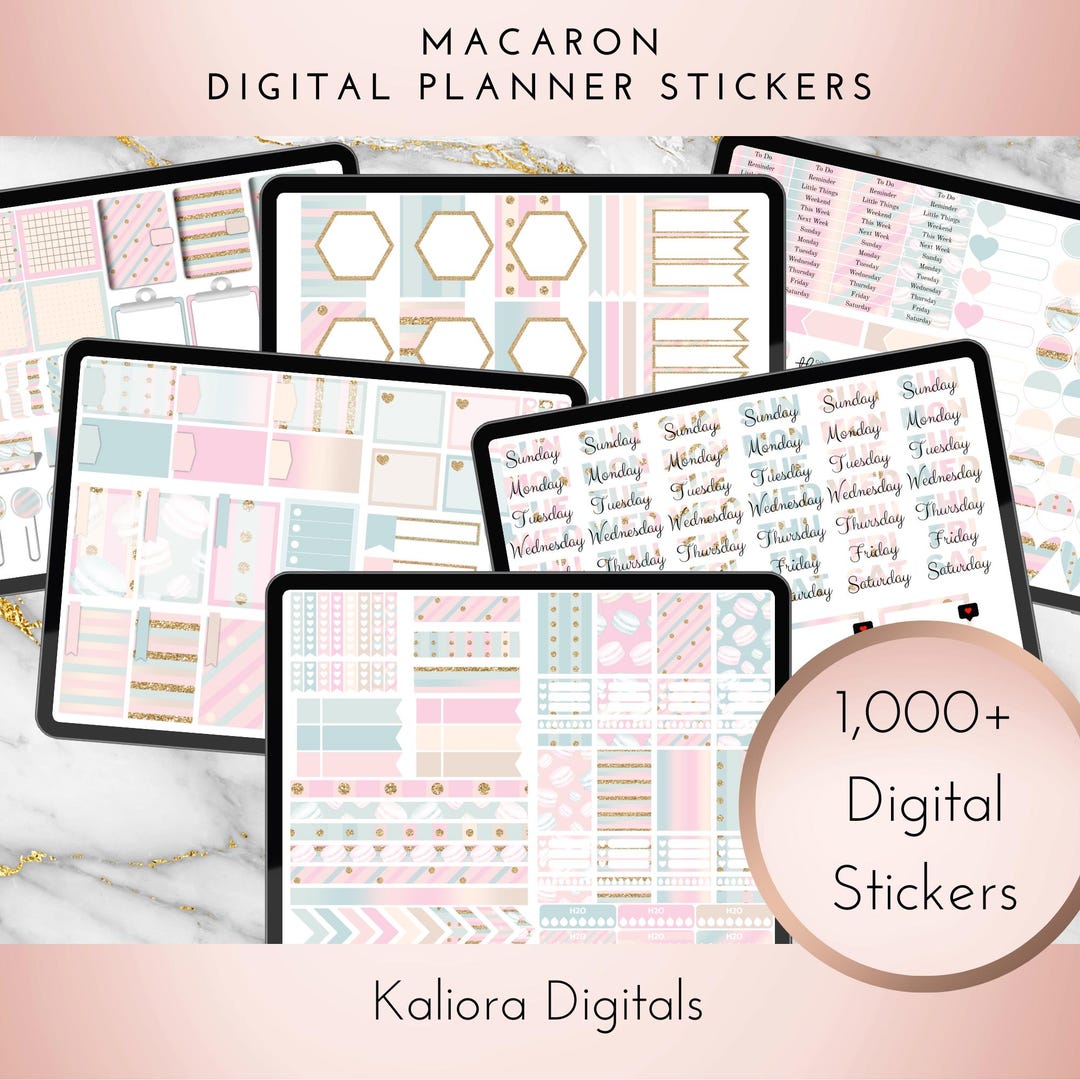 Macaron Digital Planner Stickers | Individual Pngs | Goodnotes File ...