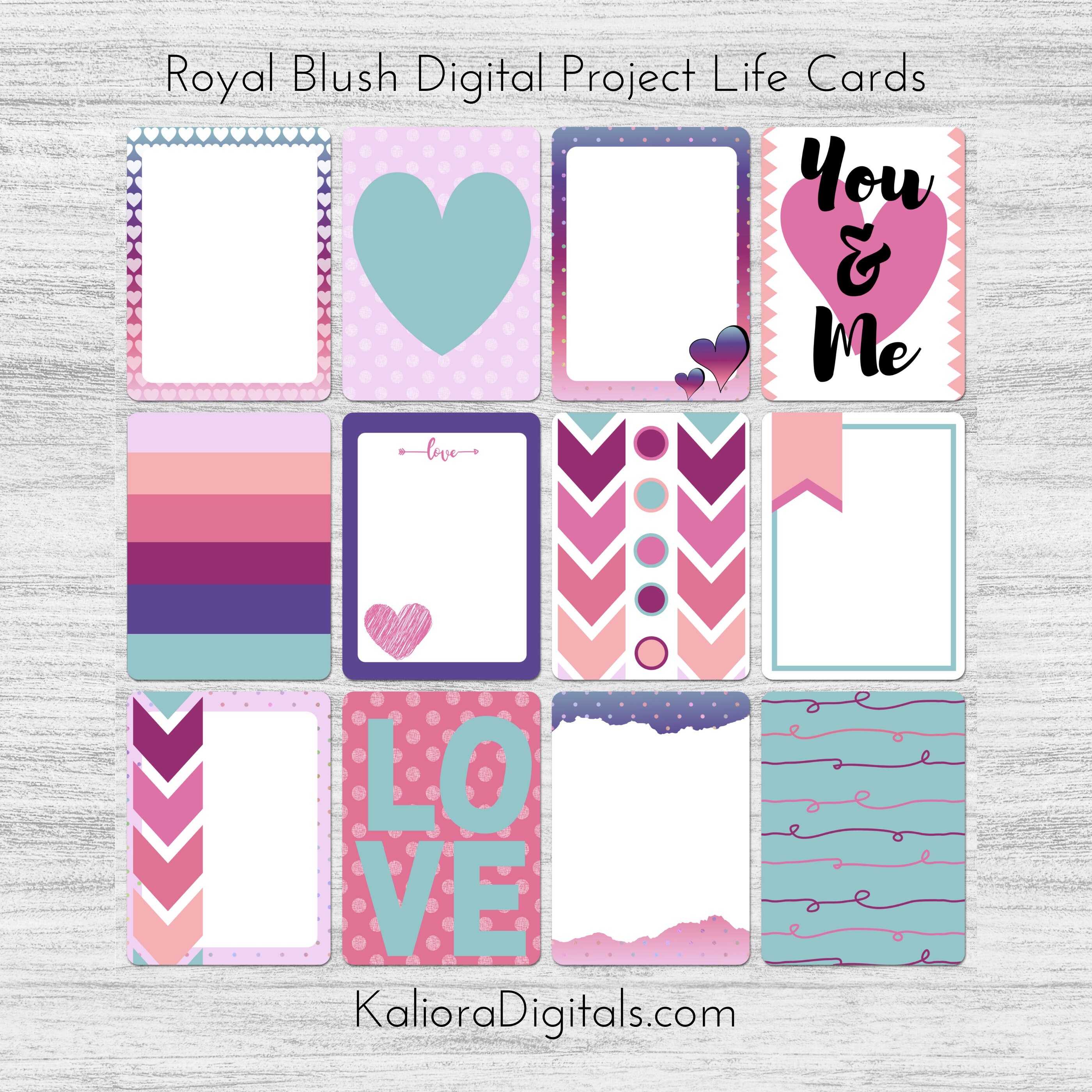 Royal Blush Digital Project Life Cards | Scrapbooking Cards | Pocket ...