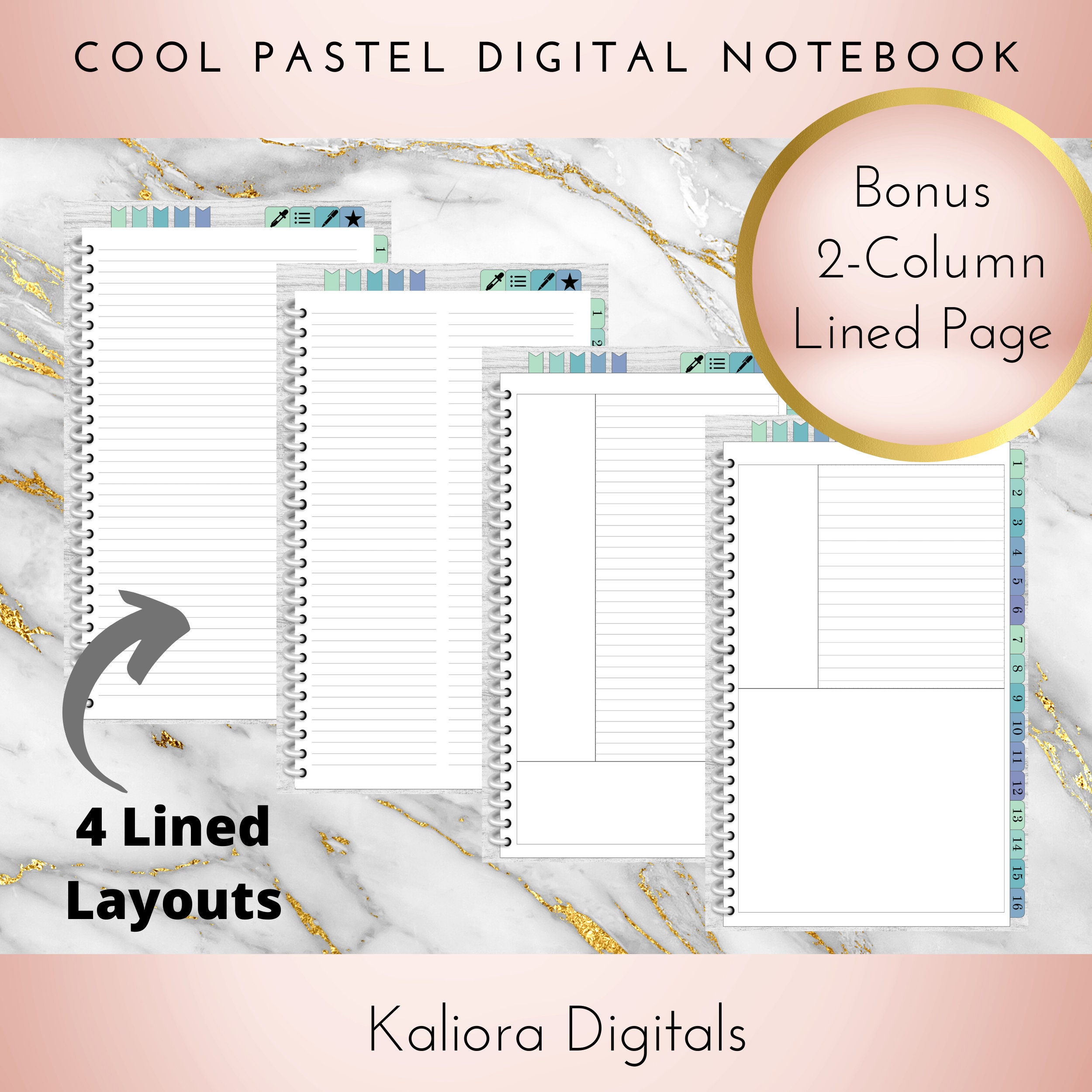 16 Subject Cool Pastel Digital Notebook | PDF | Hyperlinked | Goodnotes ...