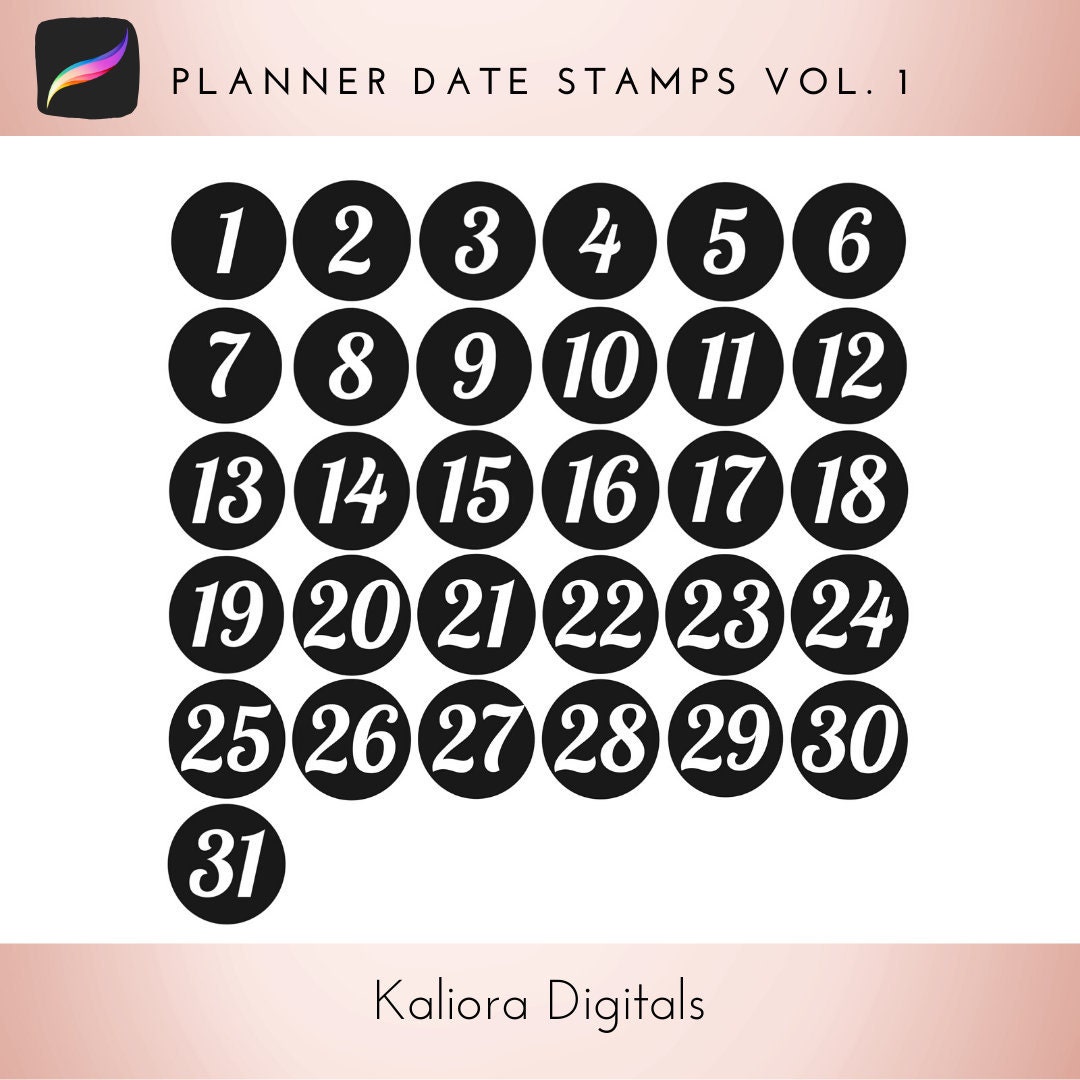 Procreate Planner Date Stamps - Etsy
