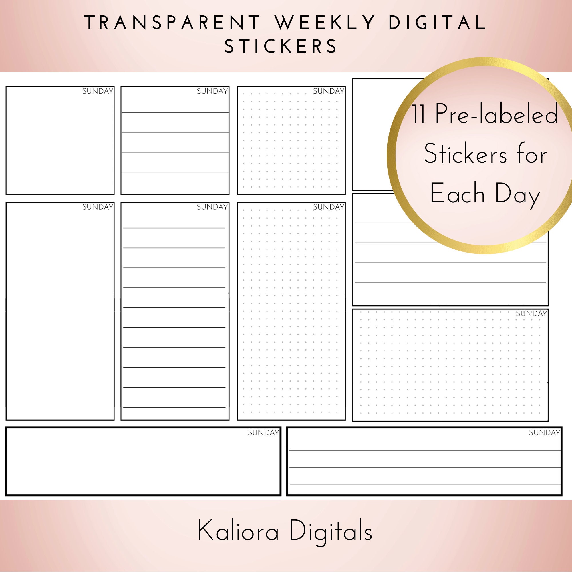Transparent Weekly Digital Planner Stickers | Planner Builder | DIY ...