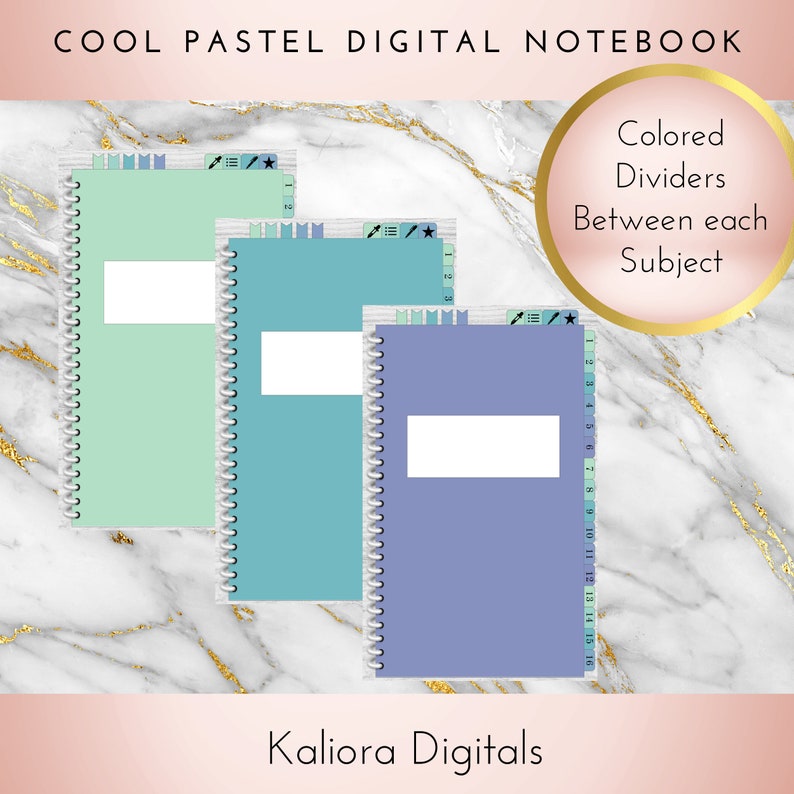 16 Subject Cool Pastel Digital Notebook | PDF | Hyperlinked | Goodnotes ...