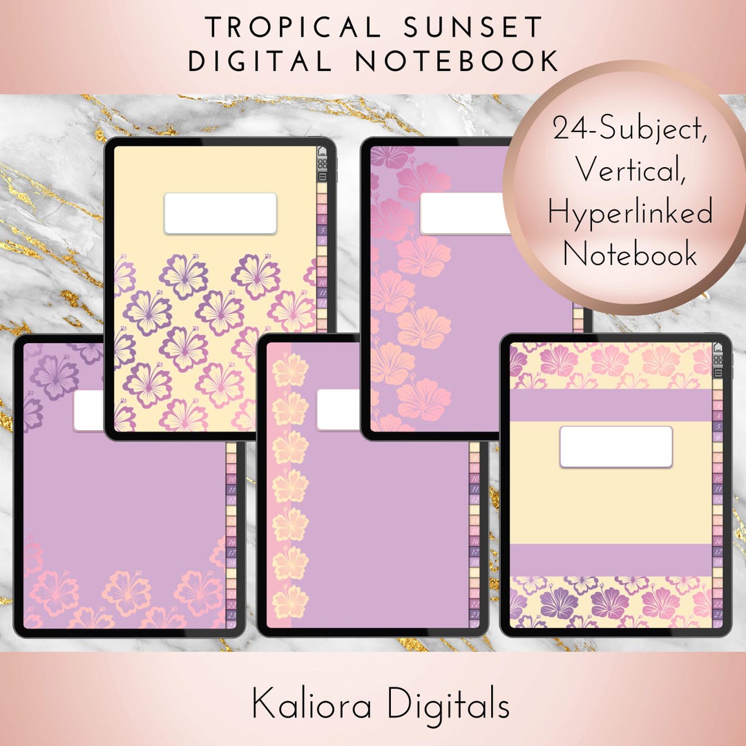 Tropical Sunset 24-subject Digital Notebook | PDF | Instant Download - Etsy