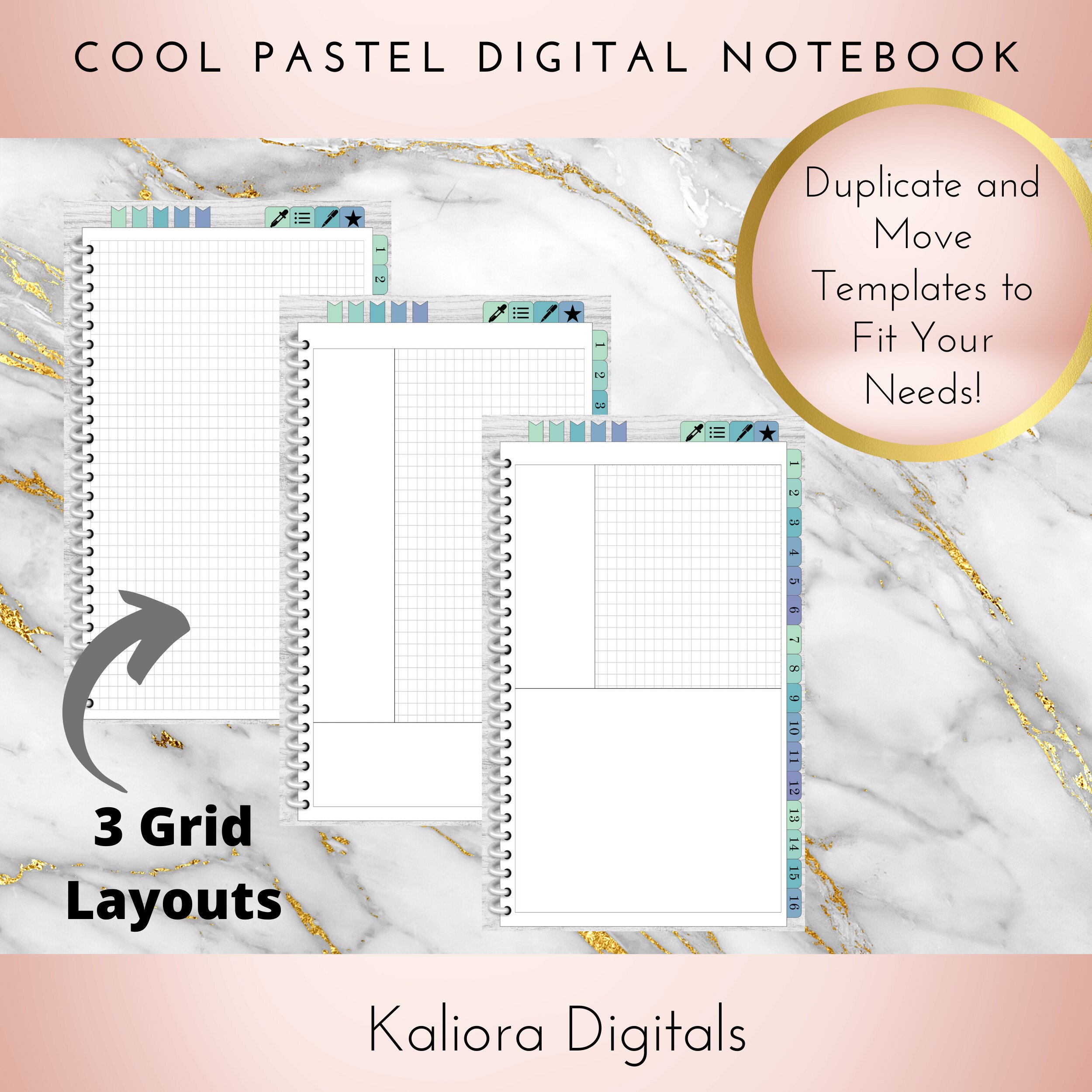 16 Subject Cool Pastel Digital Notebook | PDF | Hyperlinked | Goodnotes ...