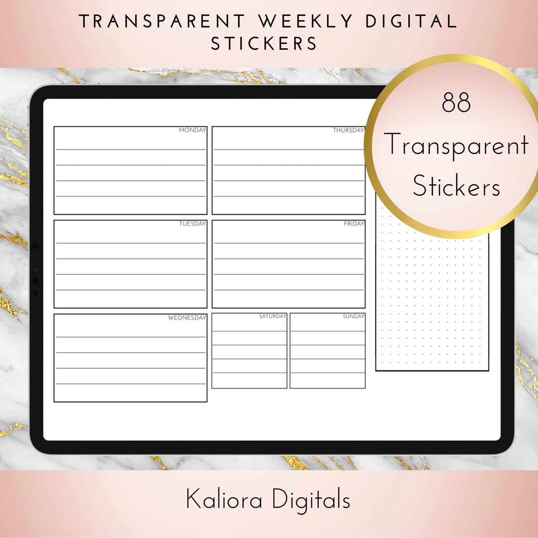 Transparent Weekly Digital Planner Stickers | Planner Builder | DIY ...