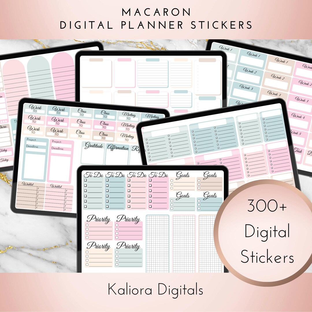Macaron Digital Planner Widgets | Individual Pngs| Goodnotes File ...