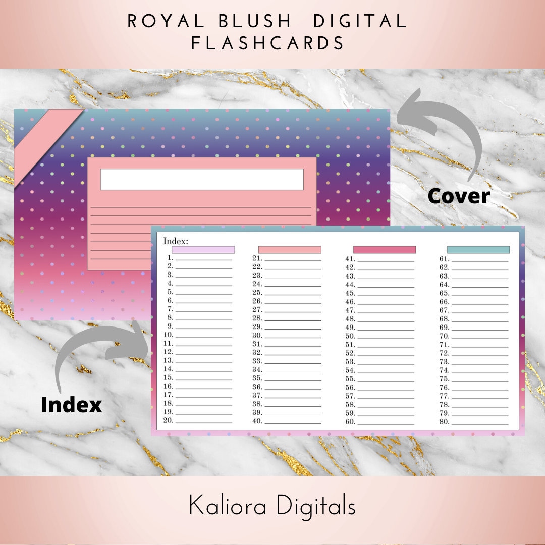 Royal Blush Digital Flashcards | Index Cards | Student Study Materials ...