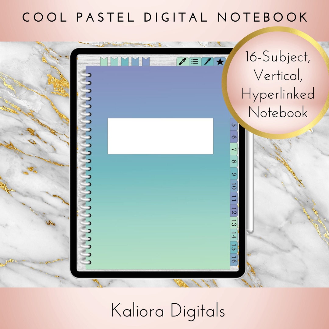 16 Subject Cool Pastel Digital Notebook | PDF | Hyperlinked | Goodnotes ...