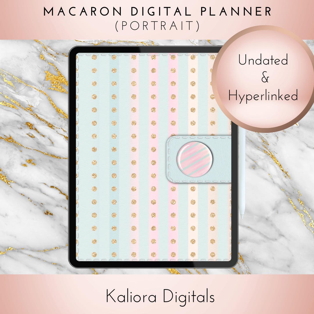Macaron Ringless Digital Portrait Planner | PDF | Hyperlinked | Undated ...