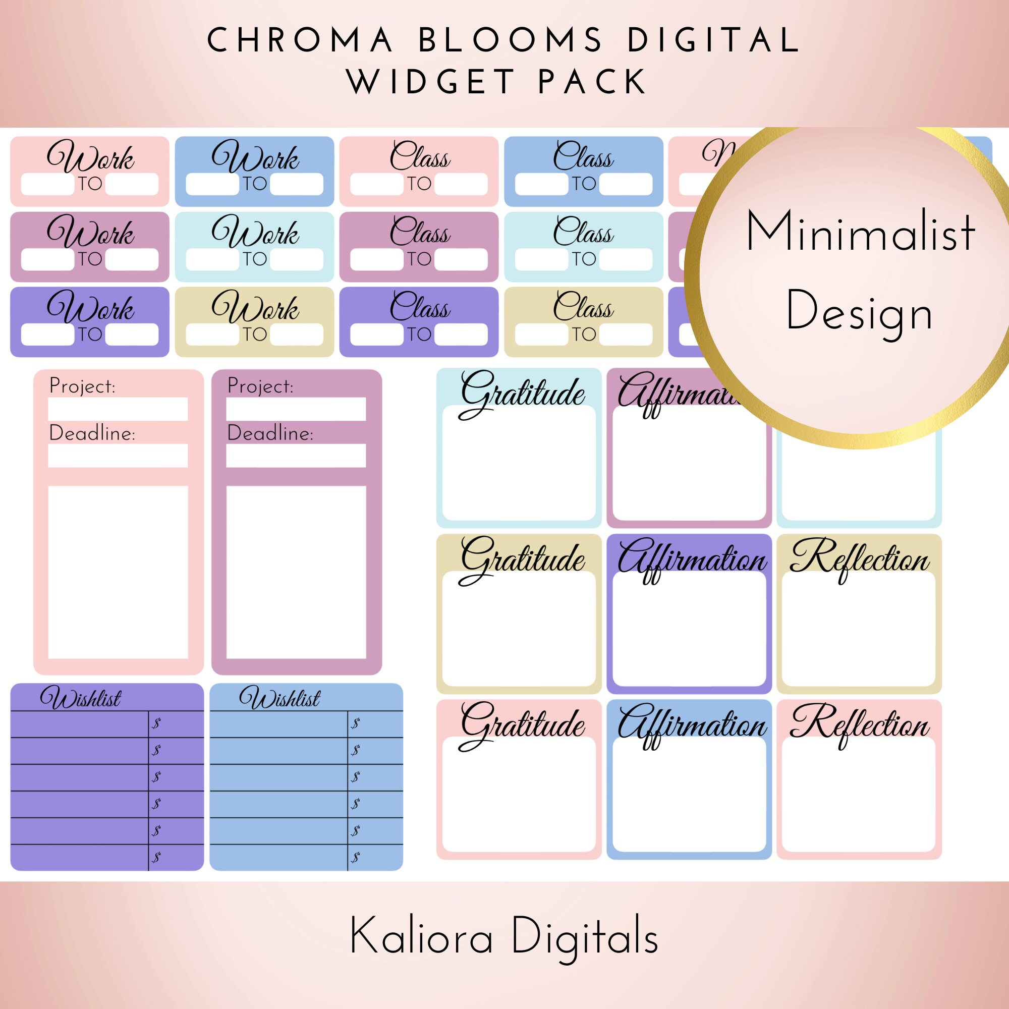 Chroma Blooms Digital Planner Widgets | Individual Pngs| Instant Download - Etsy
