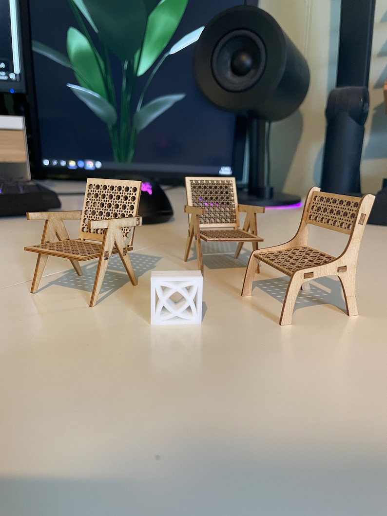 Rattan Miniature Chair Laser Cut Digital Vector File SVG PDF 1:24 Scale ...