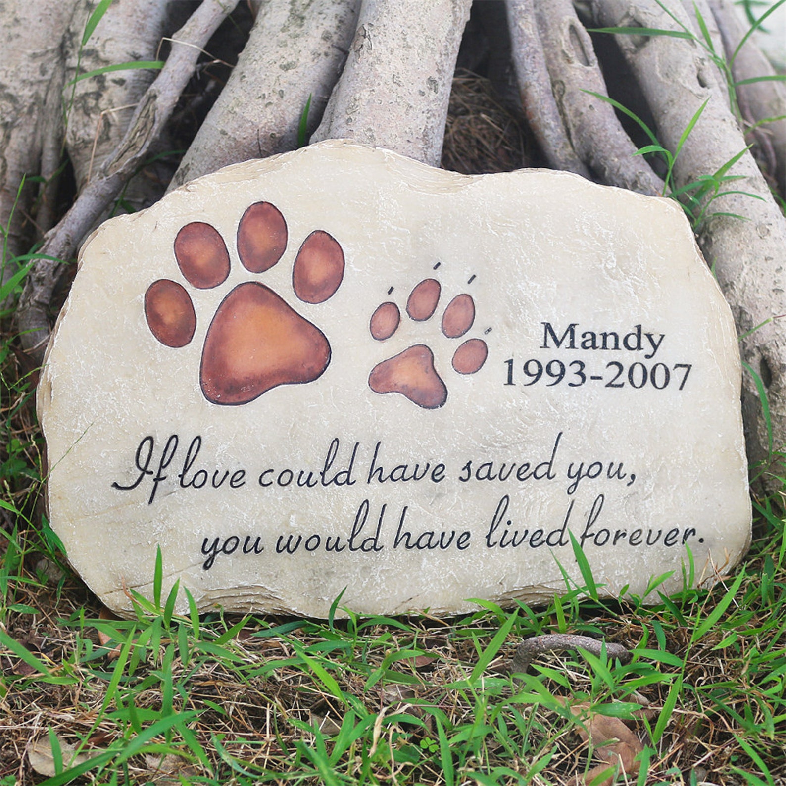 Personalized Pet Memorial Stone, Paw Print Garden Stone - Etsy