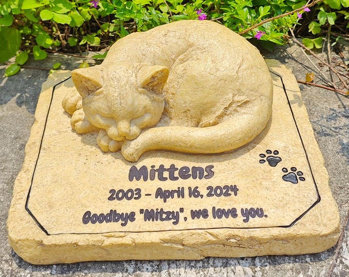 Cat Passing Away Gift, Heart Rock Memorial Personalized Slate Stone SD ...