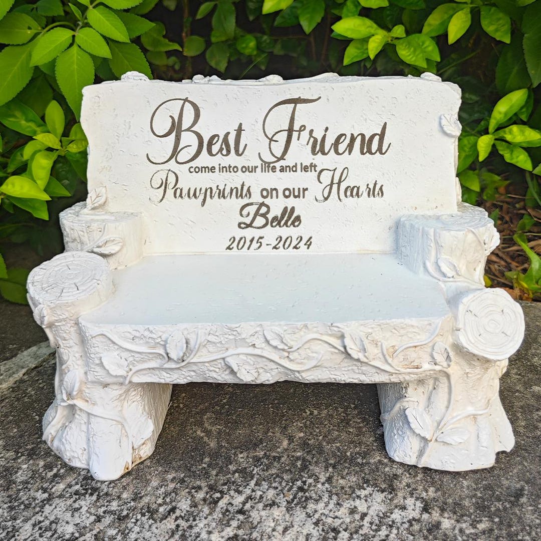Personalized Pet Memorial Stone Dog Cat Memorial Bench, Outdoor Bench ...