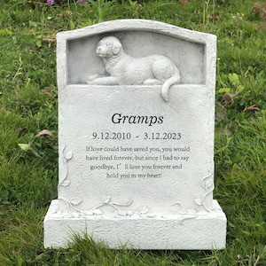 Upright Pet Tombstone, Outdoor Dog Memorial Stone, Personalized Dog ...
