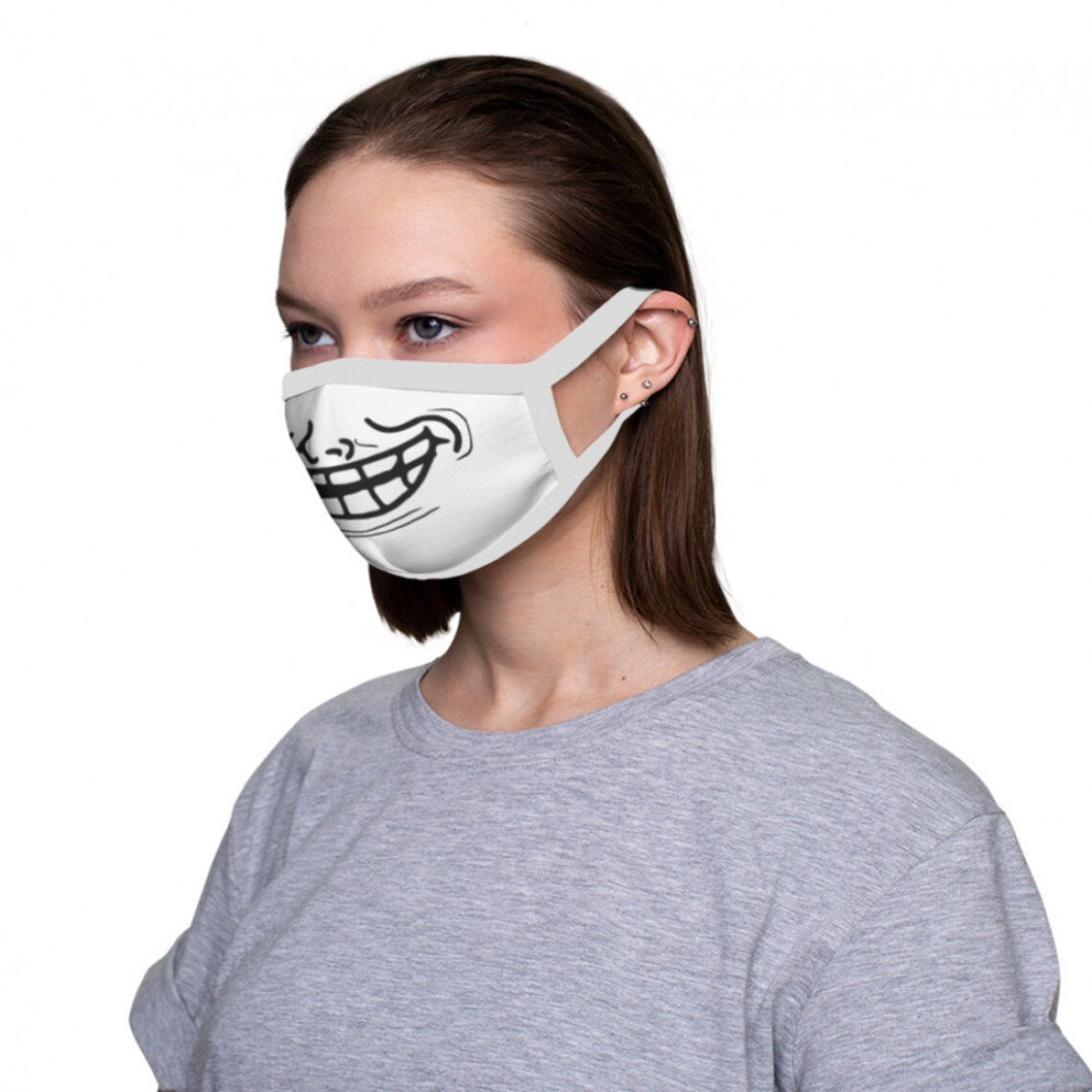 Trollface Funny Face Mask Reusable Washable Cool Design | Etsy