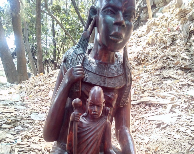 Rare Lifesize African Female Mandinka Warrior Sculpted Solid Mahogany ...