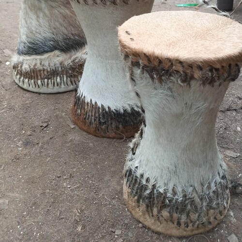 Double Bongo Side Table Drum Original Cowhide Leather - Etsy