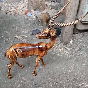 Carved Wood "gazing Gazelle Antelope" 1PC Original Kamba Table Art ...