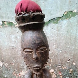 Vintage Bembe Tribe "wise Spirit Man" Rare Statue Carved Wood Congolese ...