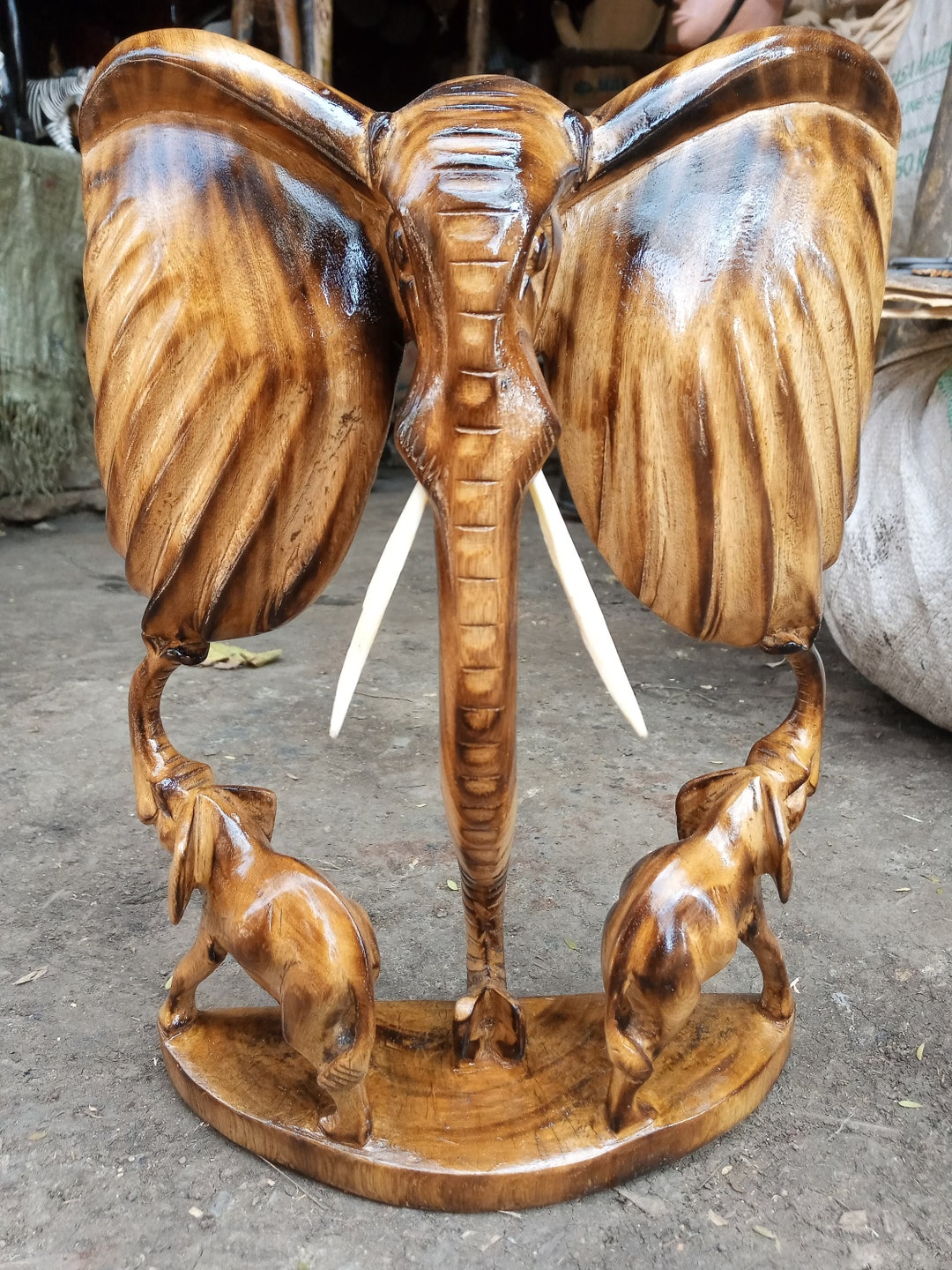 Kamba Tribal Plaque Elephant Mask Kenya Africa Olivewood Carving ...