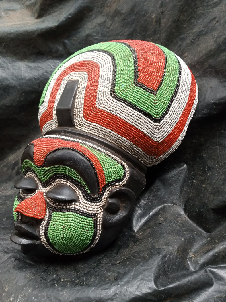 Vintage Lualua Tribe Beaded Striped Rasta Mask DRC Africa - Etsy
