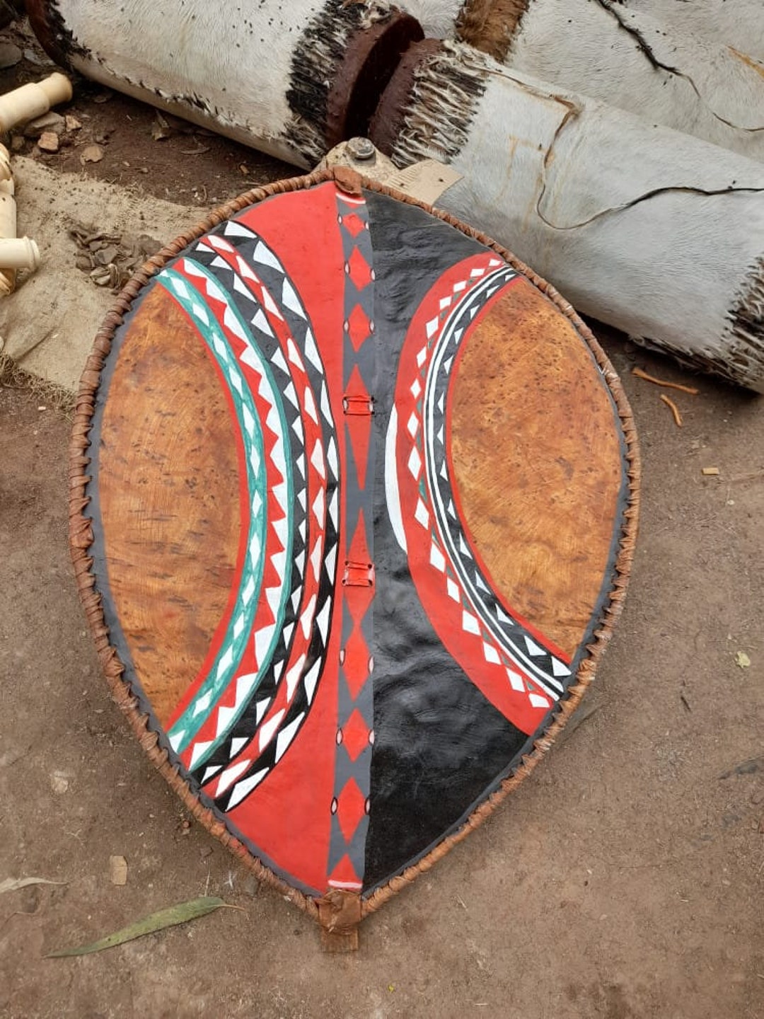 Original Maasai Shield 54x35in Functional Cowhide Leather Africa Red ...