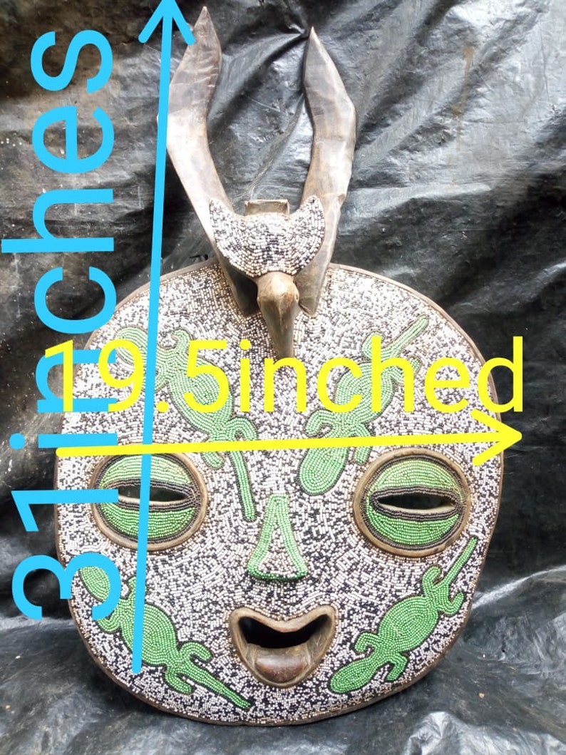 Original Lunda Tribe Vintage Beaded Plaque Mask DRC Angola Africa Wood ...