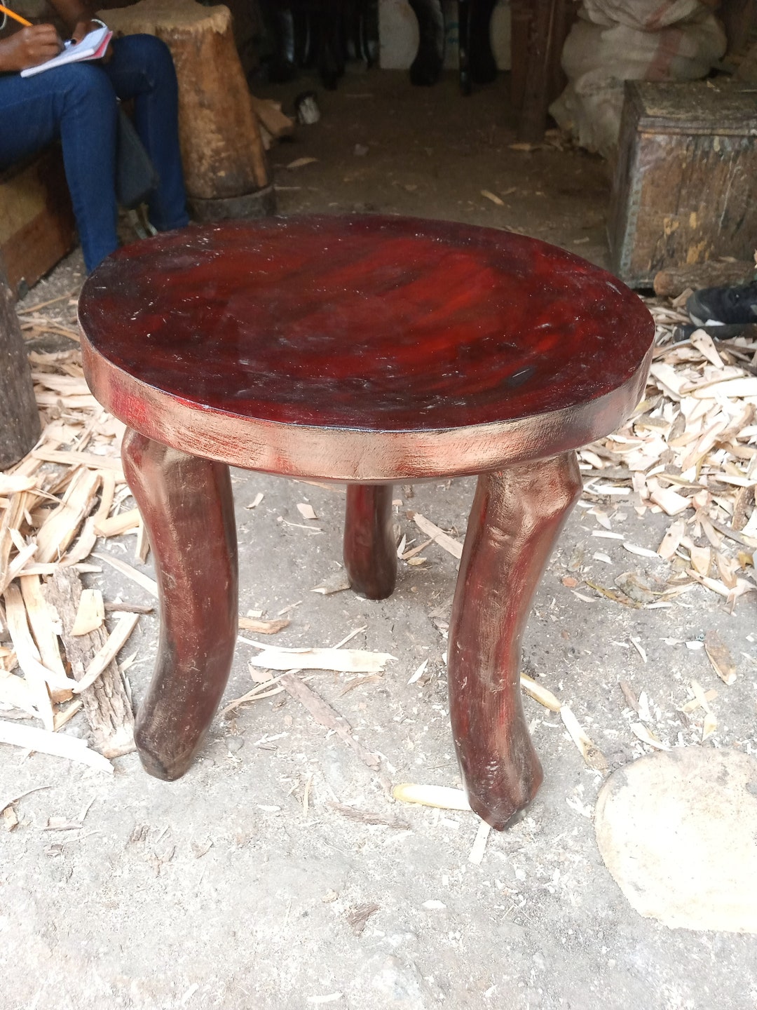 Kenya Kamba Tribe Stool Chair Curved Legs Solid 1-PC Red Jacaranda Wood ...