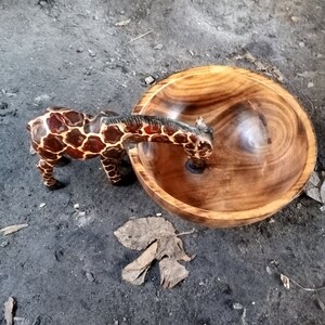 Giraffe Food Cereal Bowl Kamba Tribe Africa Animal Hand Carved Wood ...