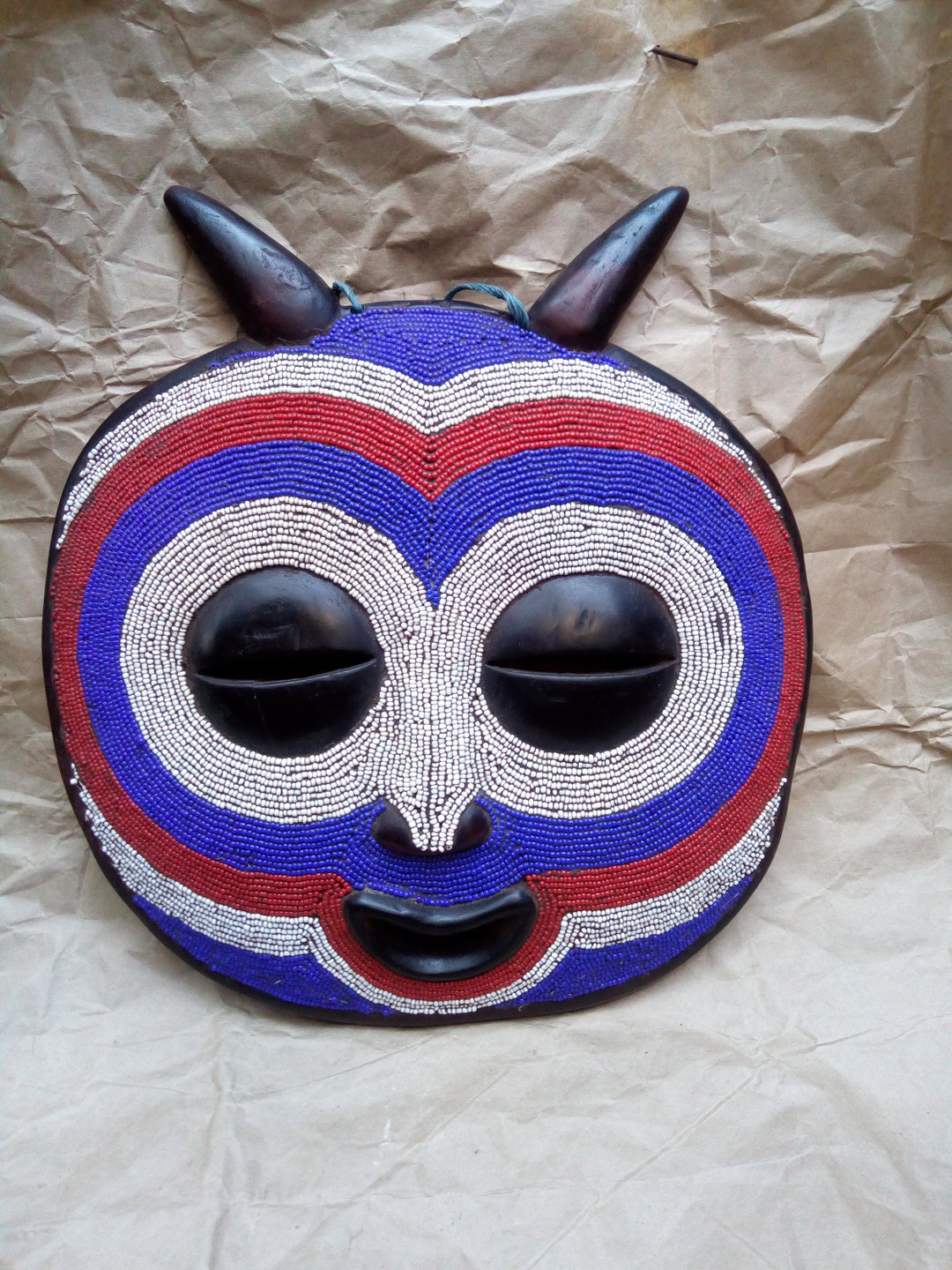 Original Hibou Tribe Mask protector Vintage Tribal Plaque Red White ...