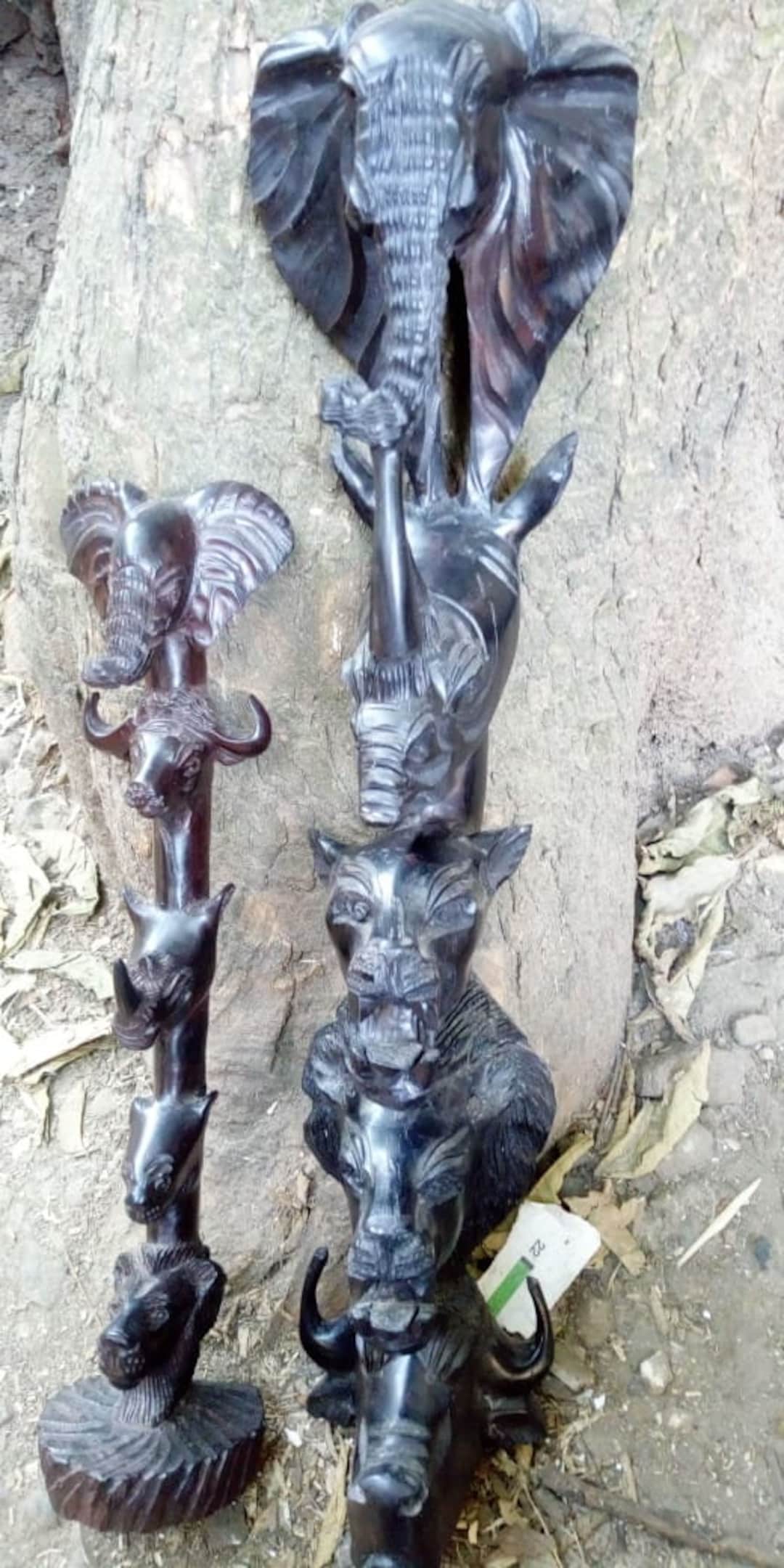 Ironwood Big 5 Animals Original Kamba Tribe Art Kenya Africa Table ...