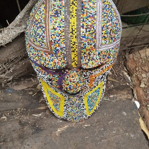 Beaded Tabwa Tribal Mask DRC Africa Decorative Original Wood Carving ...