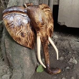 Elephant Mask Kenya Africa Olivewood Carving Kamba Tribal Plaque Wall ...