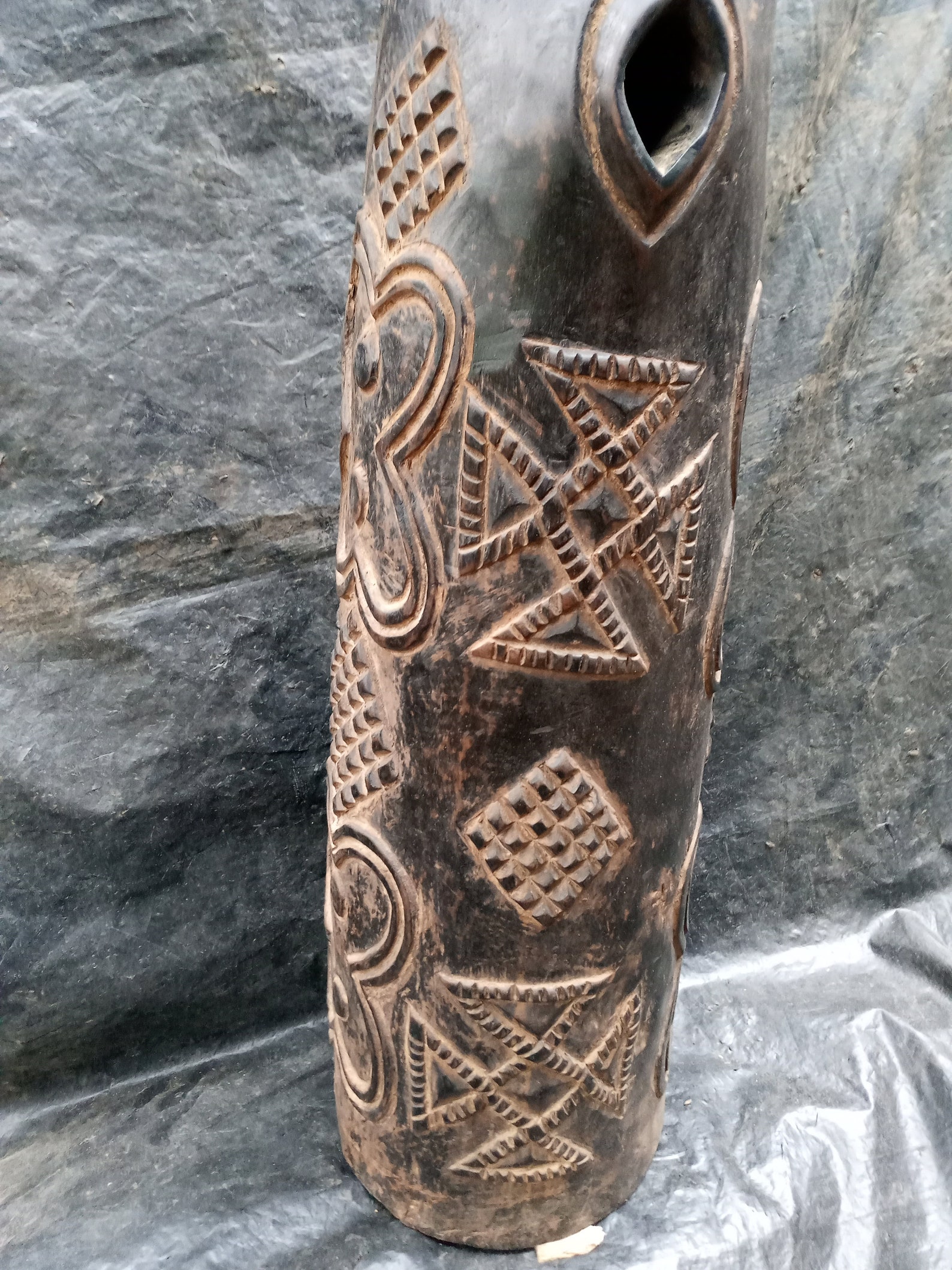 2-sided Chokwe Trumpet Vintage Wood Original Sculpture DRC Africa ...