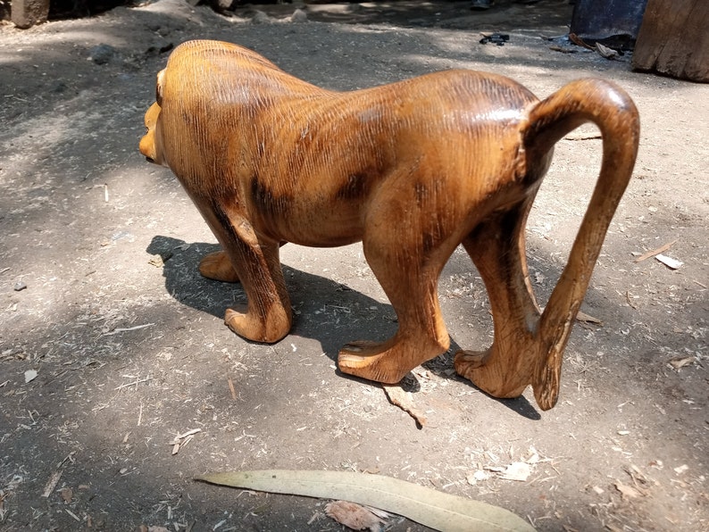 Hand-carved Wood Walking Baboon Original Kamba Table Art Ape - Etsy