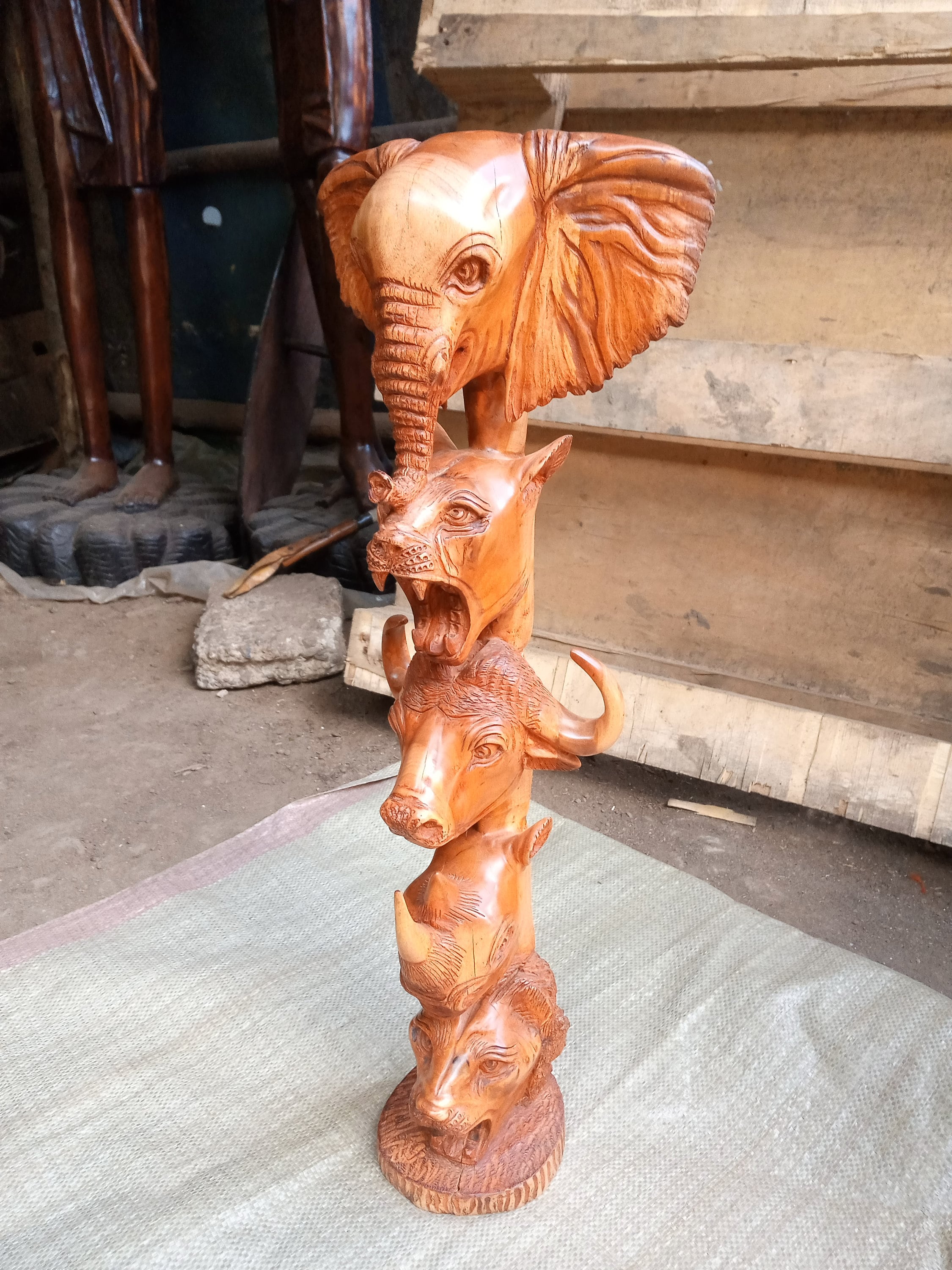 Rosewood Big 5 Animals Original Kamba Tribe Art Kenya Africa | Etsy