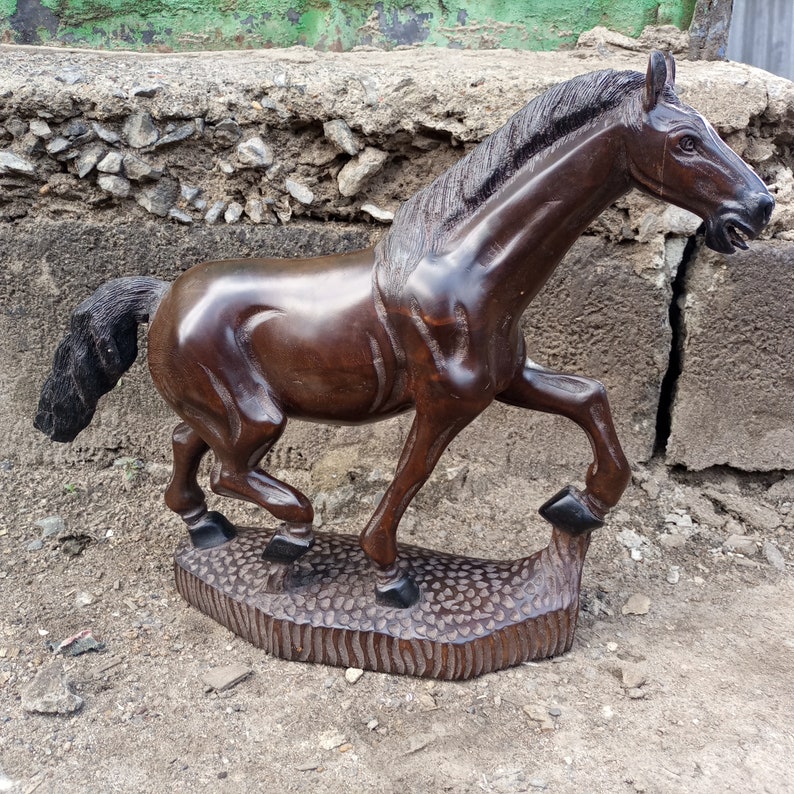 Dancing Wild Horse Original Kamba Animal Art Jacaranda Wood Kenya ...