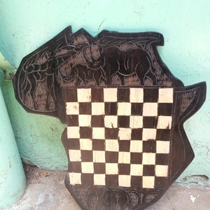 Solid Black Wood Chess Set Game With Carved Pieces Makonde Tribe ...