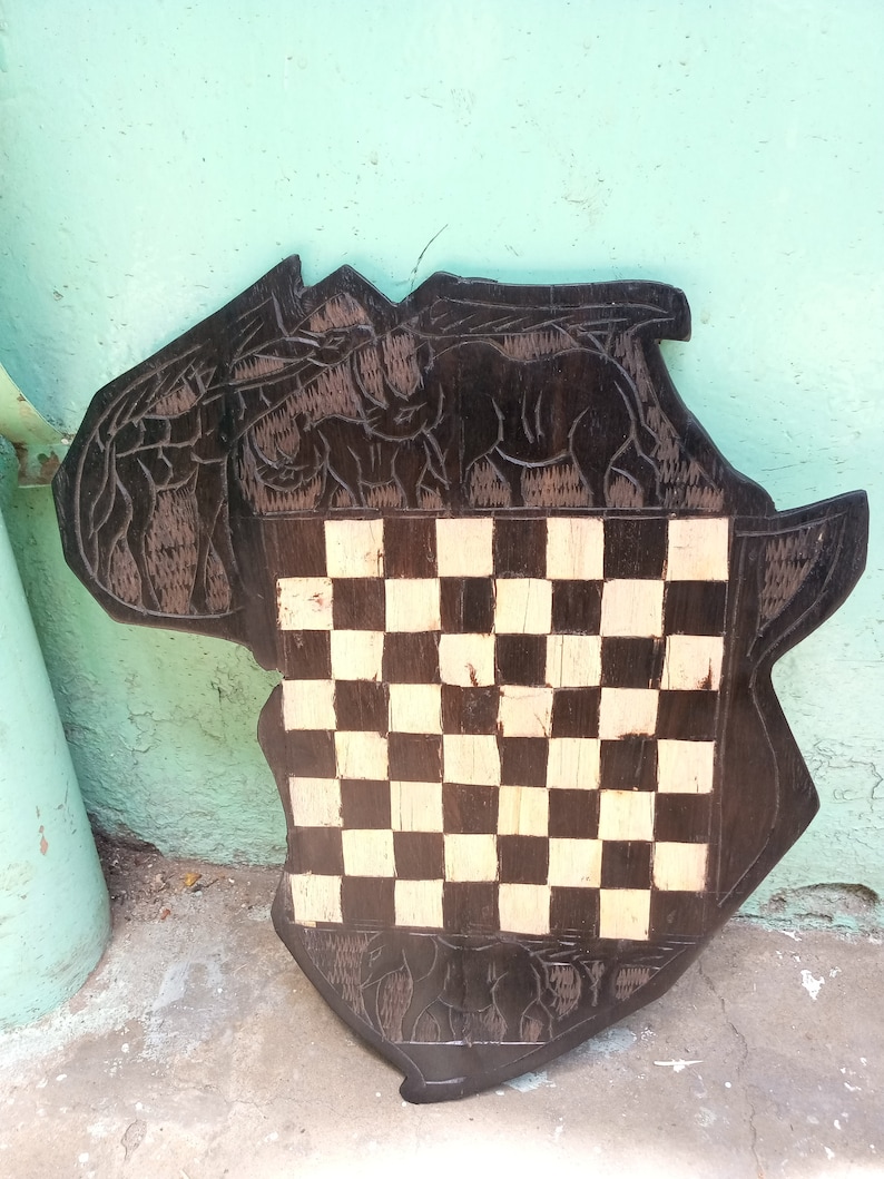 Solid Black Wood Chess Set Game With Carved Pieces Makonde Tribe ...