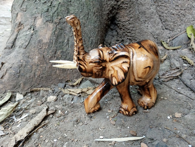 Raging Adult African Elephant Statue Olivewood Carving | Etsy