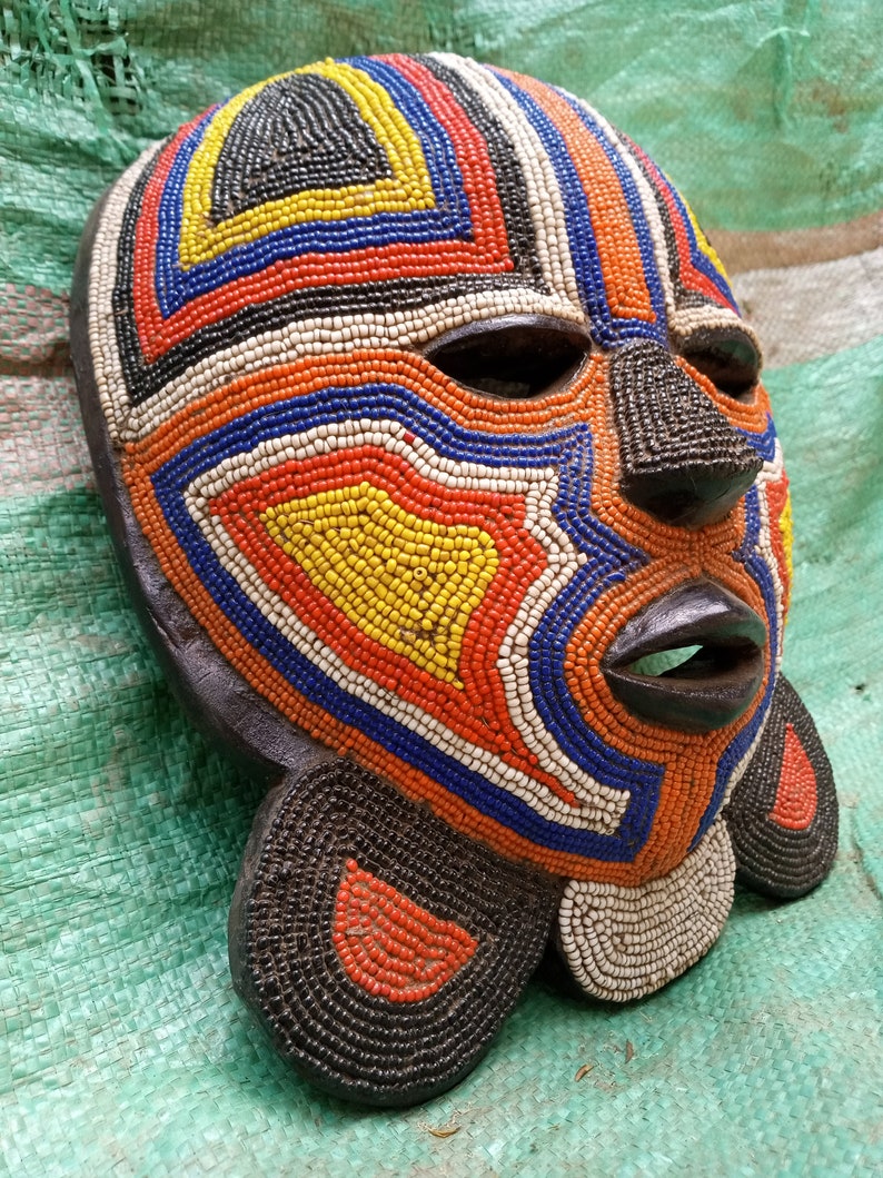 Original Luba Tribe Vintage Mask Orange Yellow Red Rainbow | Etsy